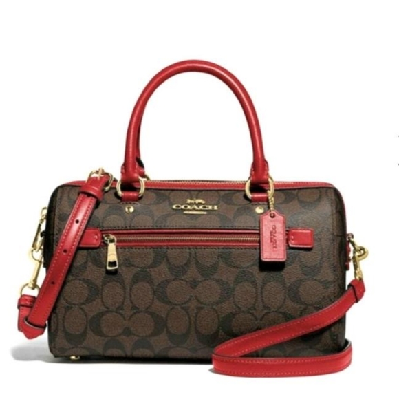 Coach | Bags | Coach Rowan Satchel In Signature Canvas Brown 941 Red ...